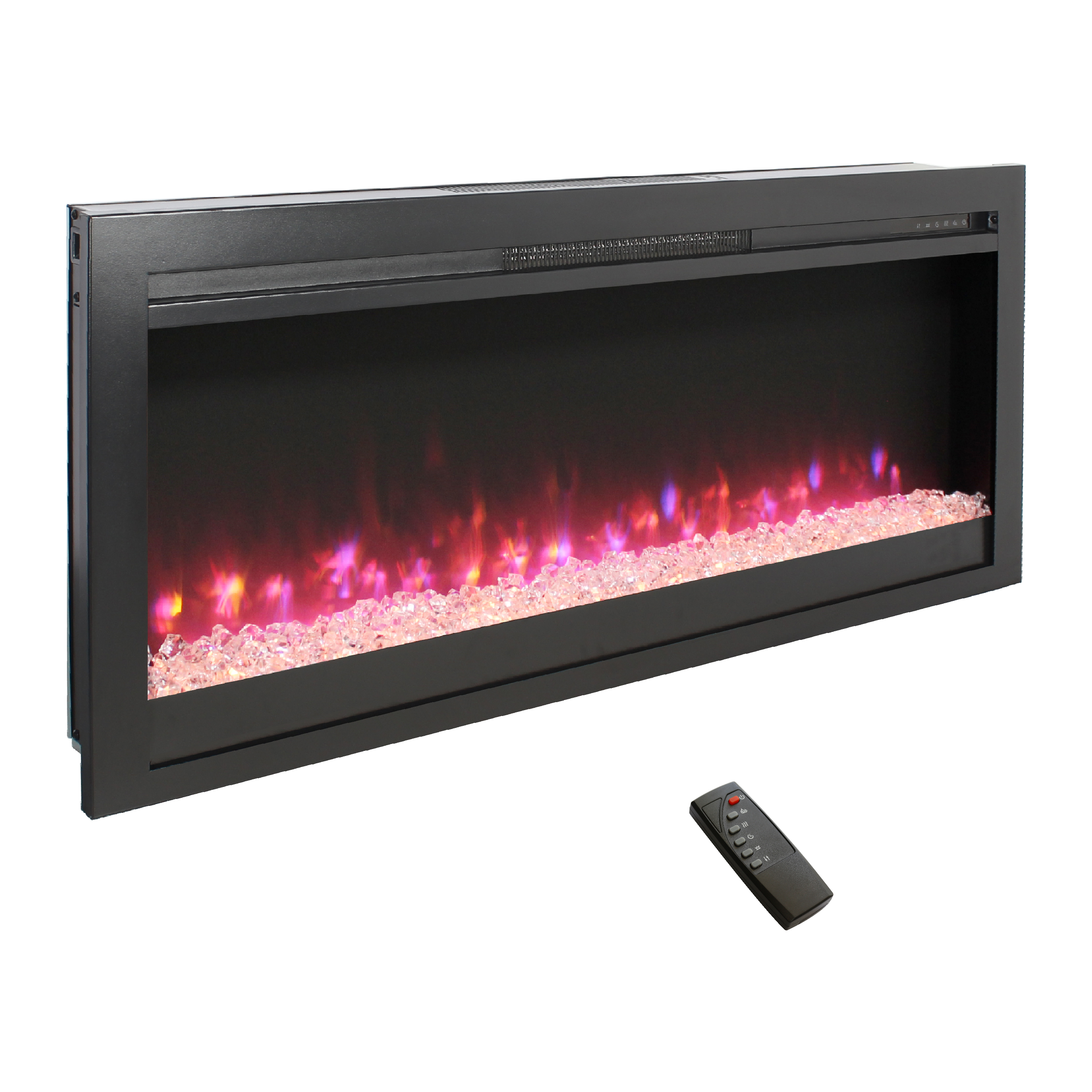 44 inch in wall recessed electric fireplace with remote and multi color ...
