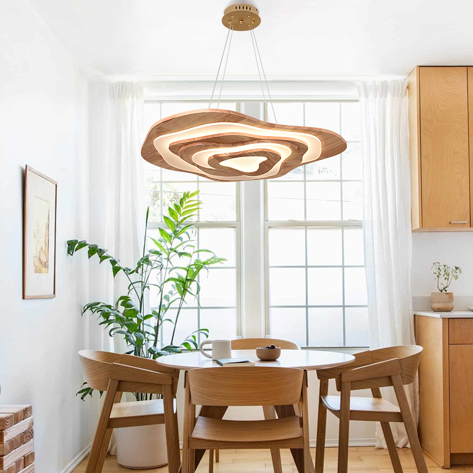 Nordic Irregular Flush Mount Solid Wooden Ceiling Light For Living Roo