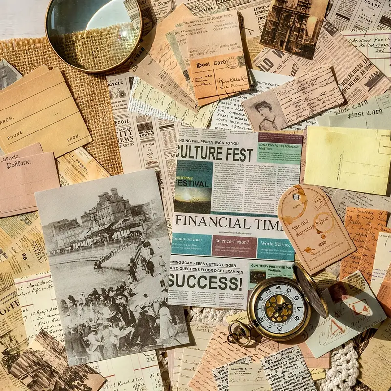 100 Sheets of Vintage Material Paper
