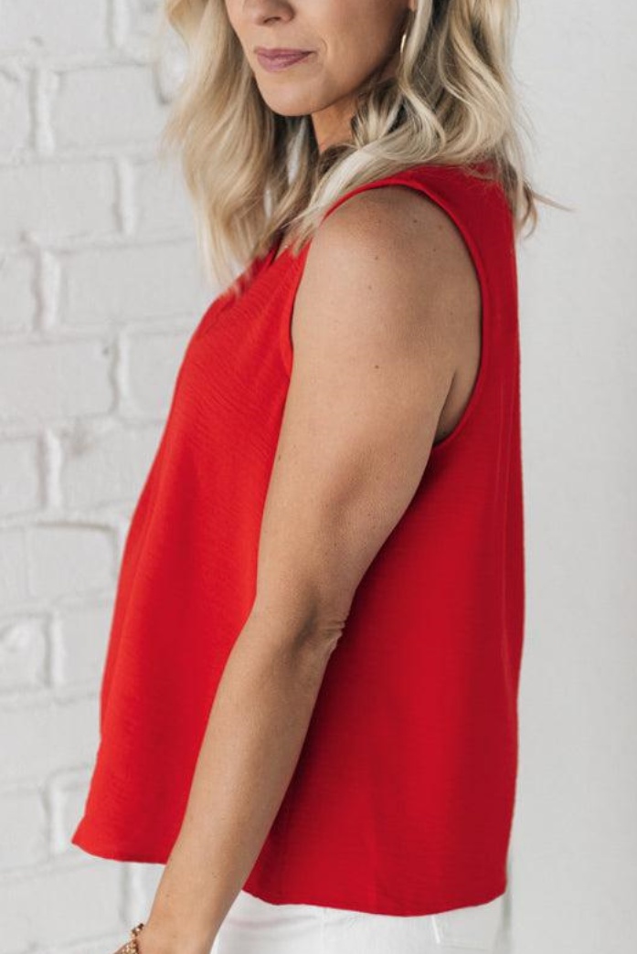 Front Pleat V-Neck Tank (Buy 2 Free Shipping)-Pink Laura Front Pleat V-Neck Tank (Buy 2 Free Shipping)-Pink Laura