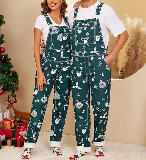 💕Couple's Practical Pocket Printed Denim Overalls