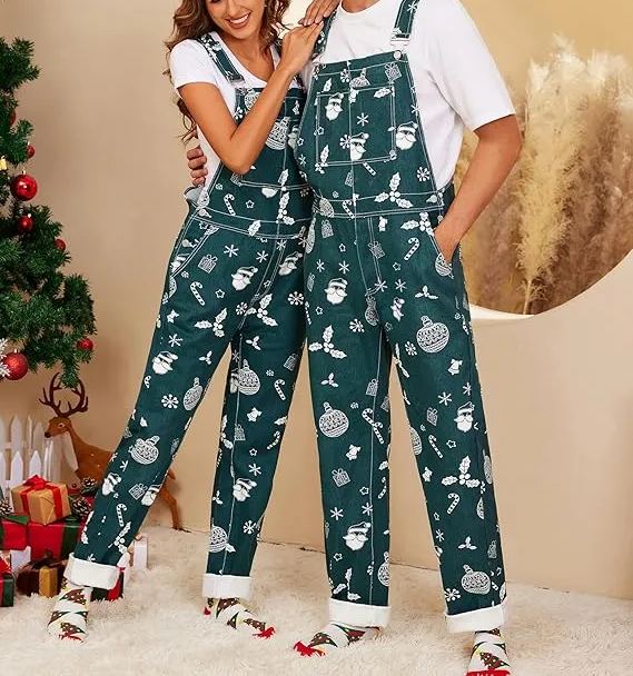 💕Couple's Practical Pocket Printed Denim Overalls