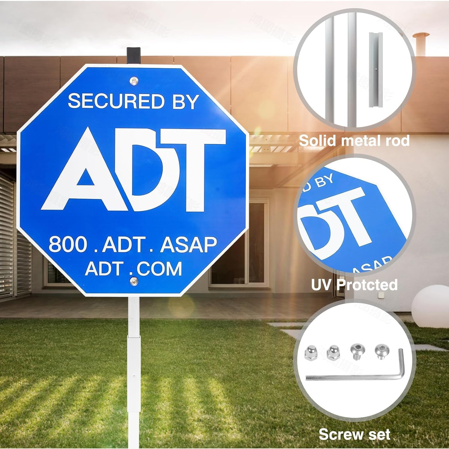 Security Signs 28" ADT Yard Sign with Aluminum Stake, Heavy Duty Weath