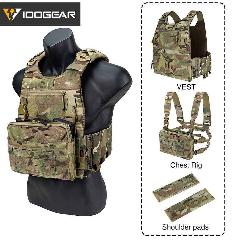 IDOGEAR Tactical FCSK 3.0EX Plate Carrier MOLLE Vest With inner Plates ...