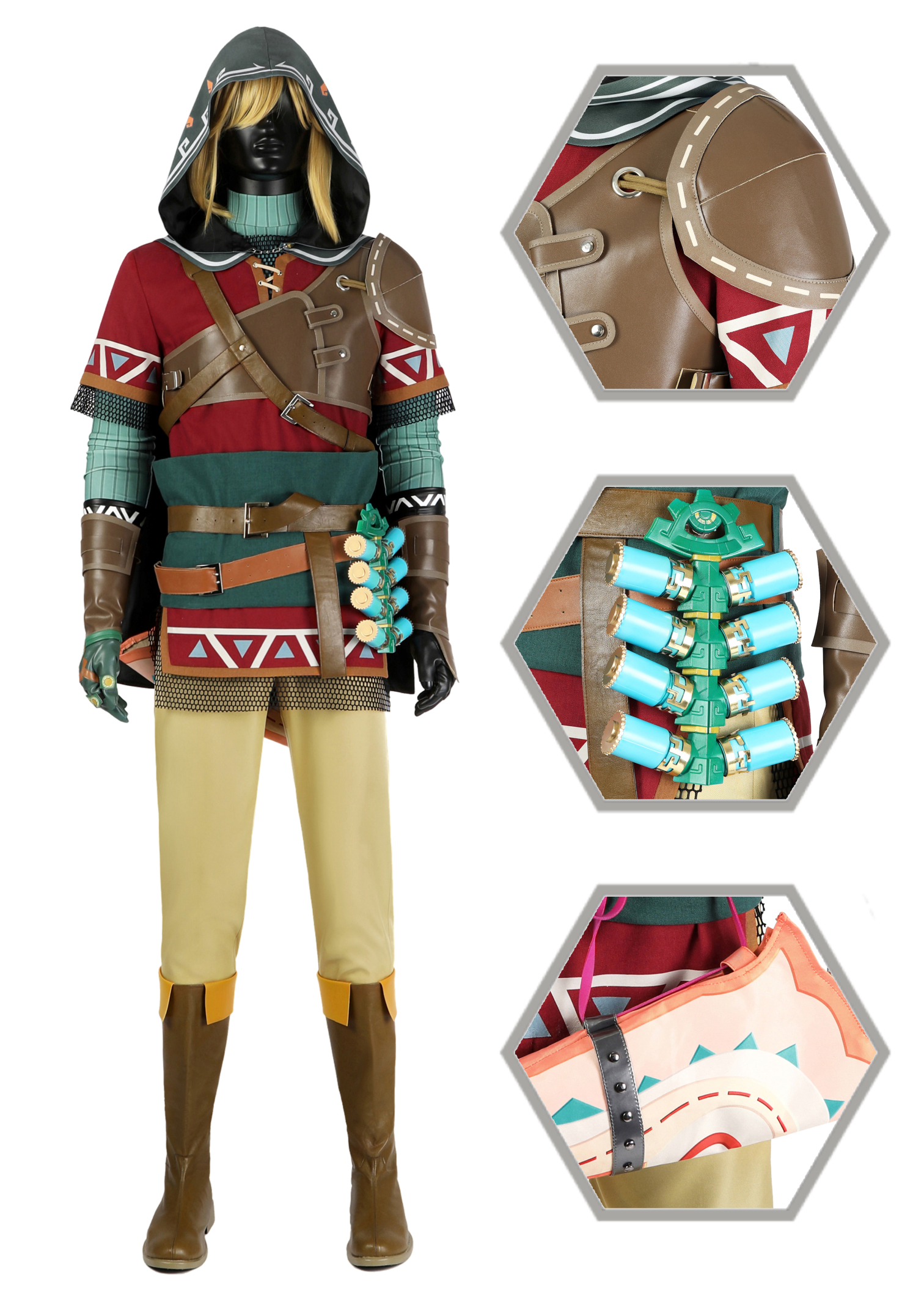 Link Hylian Tunic Costume The Legend of Zelda Tears of the Kingdom Suit ...