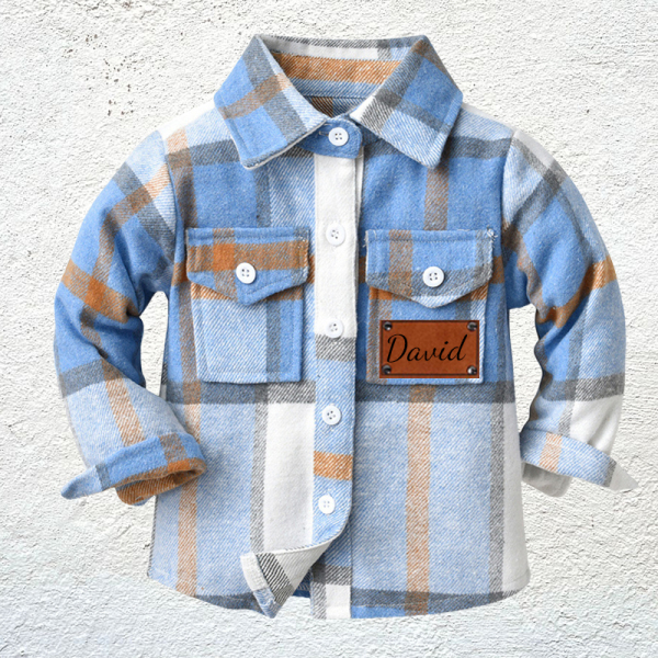 Personalized Leather Patch Kids Flannel Jacket | inJacket15 – Insportchic