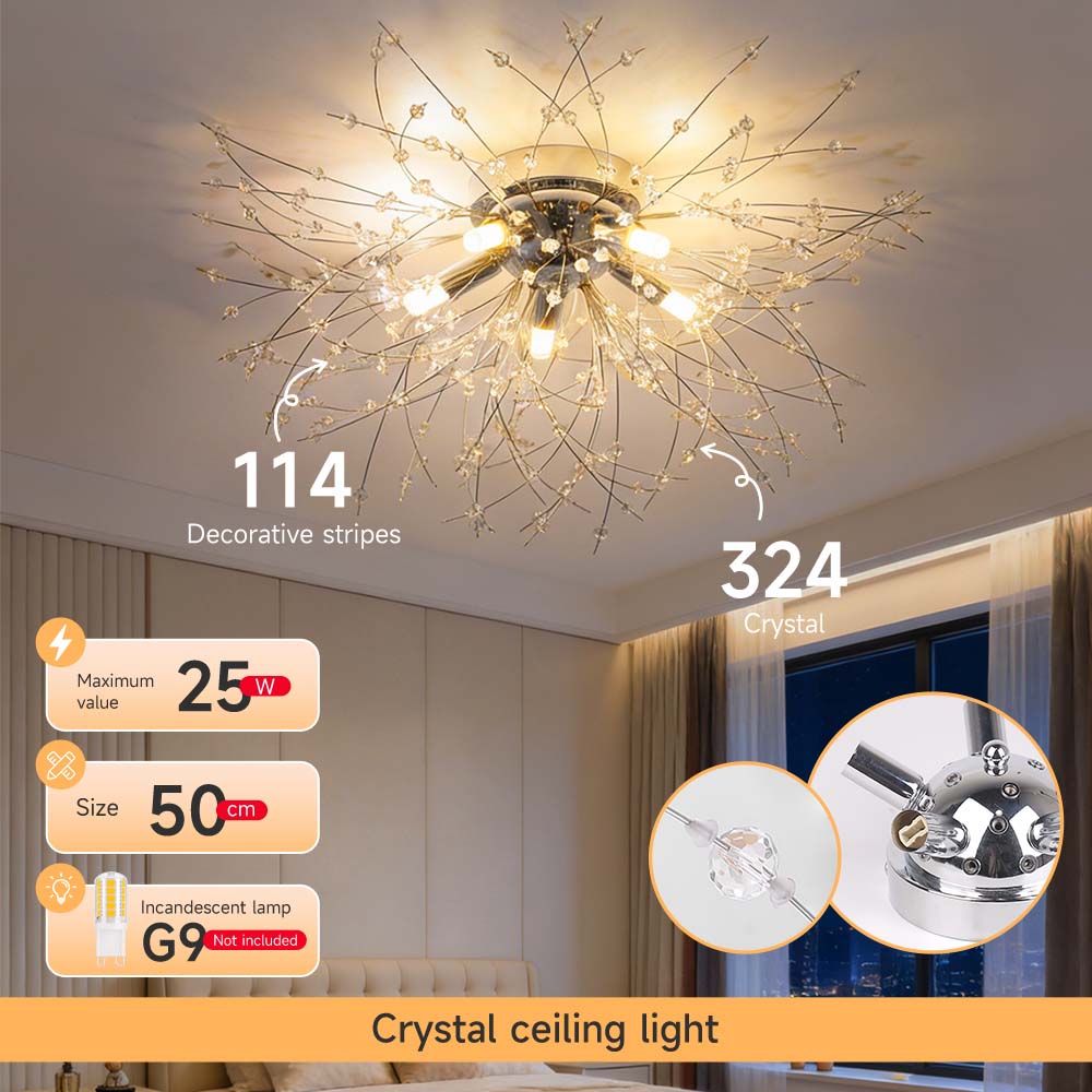 CANMEIJIA Modern Dandelion Firework Ceiling Light – 8-Light Gold G9 ...
