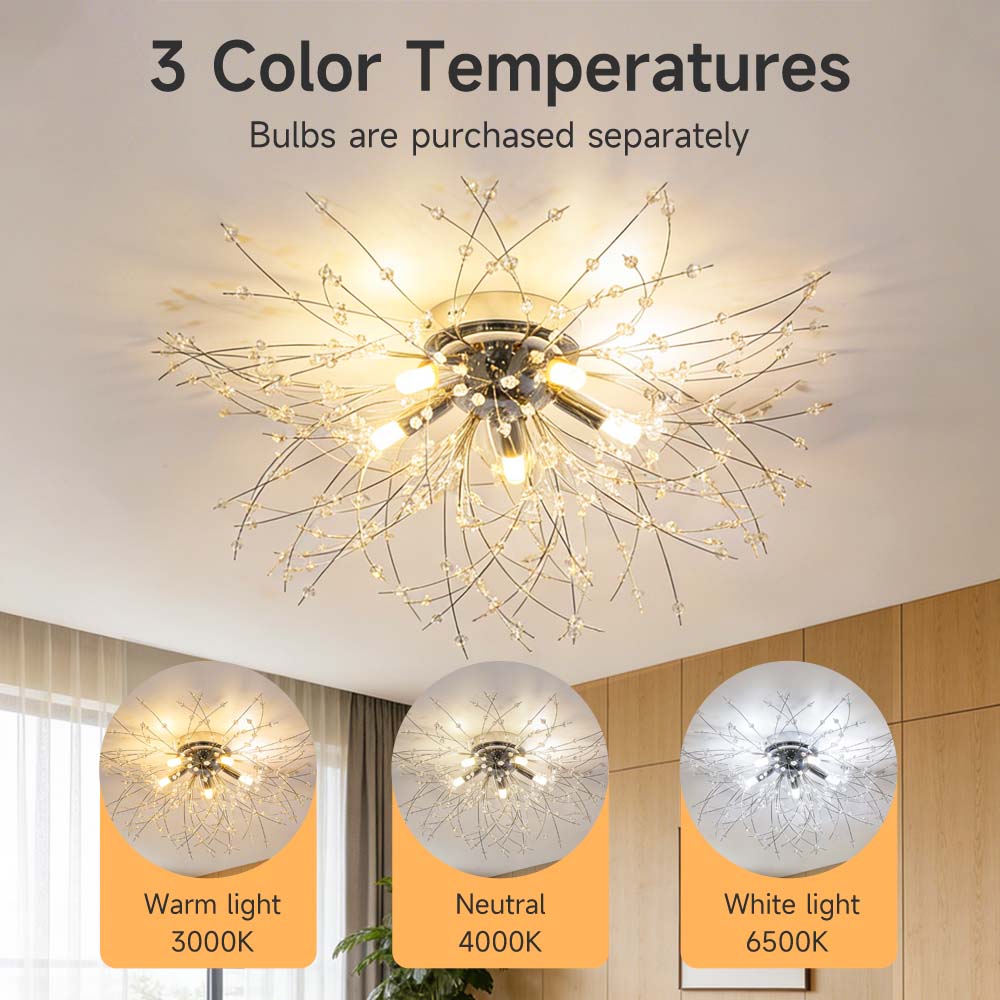 CANMEIJIA Modern Dandelion Firework Ceiling Light – 8-Light Gold G9 ...