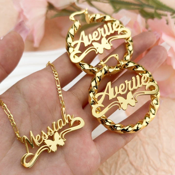 Personalized Colorful Acrylic Jewelry Set Custom Name Necklace and ...
