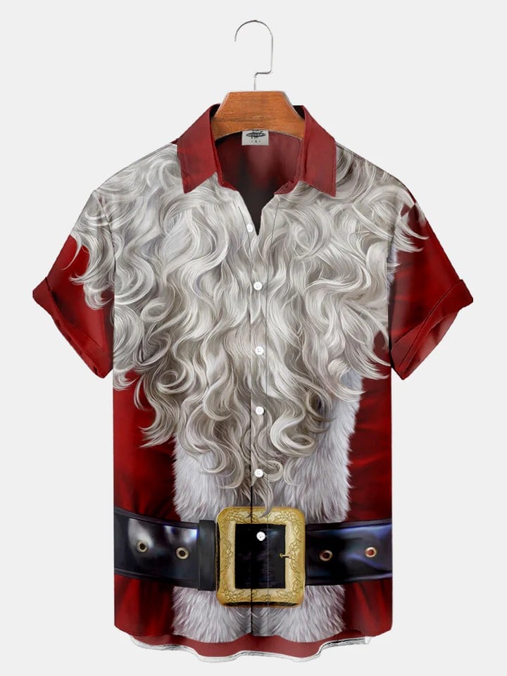 Christmas Elements Sunbathing Santa Caus Printing Men's Short Sleeve S