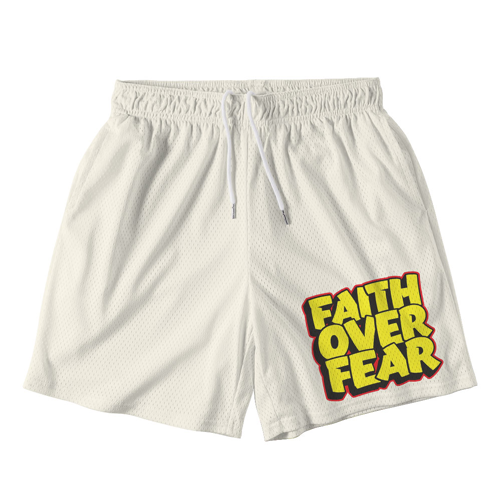 Faith Over Fear Christian Mesh Shorts Sale - GuidingCross