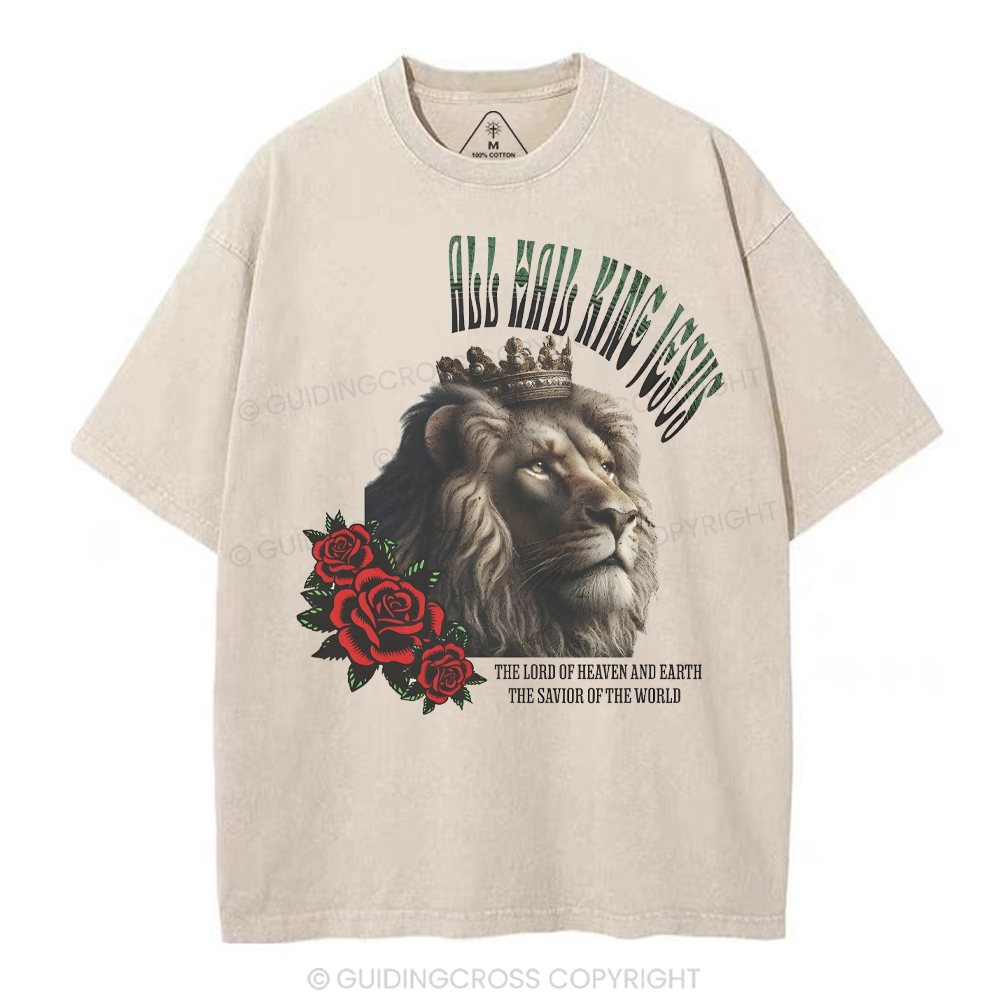 All Hail King Jesus Christian Washed T Shirt Sale Guidingcross
