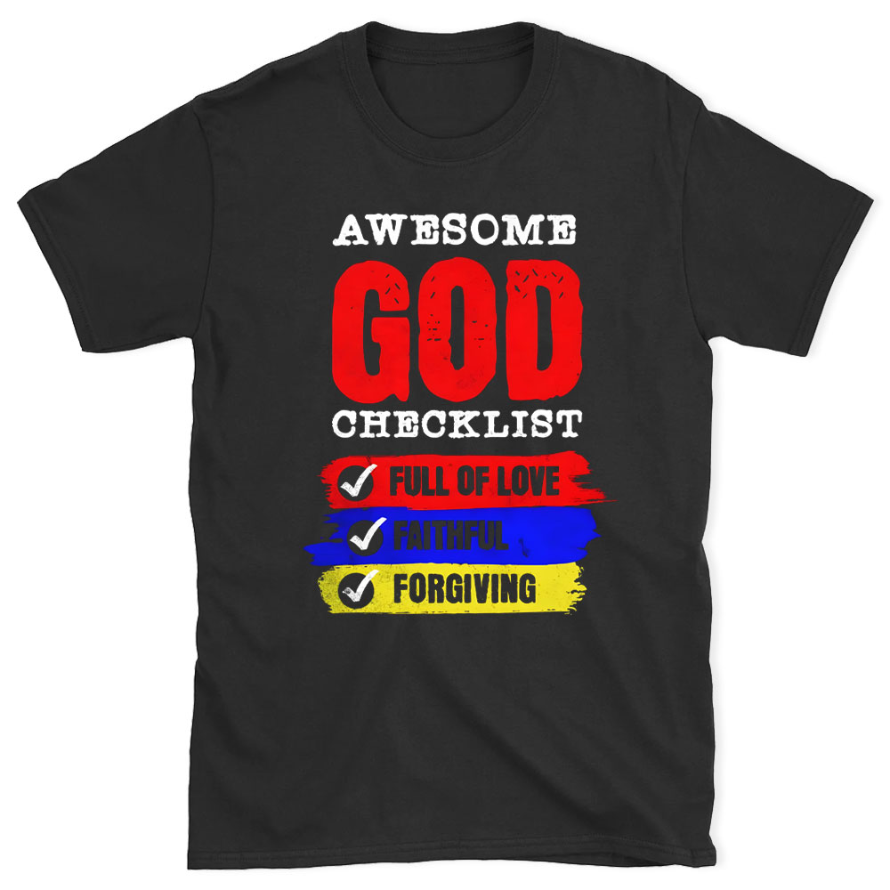 Awesome God Checklist Christian Washed T Shirt Sale Guidingcross