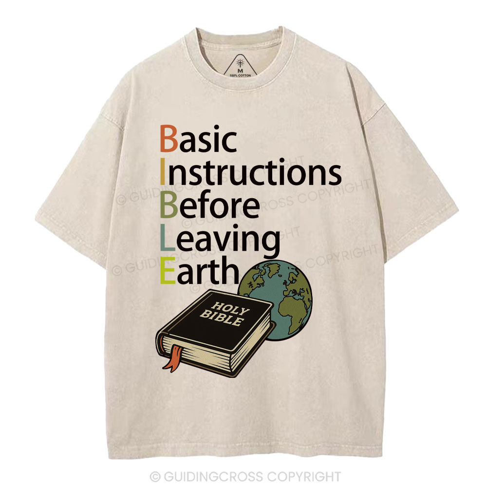 Bible Basic Instructions Before Leaving Earth Christian Washed T-Shirt ...