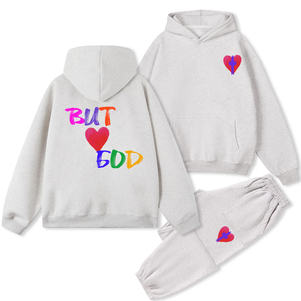 But God Cross Christian Fleece Hoodie Set Sale Guidingcross
