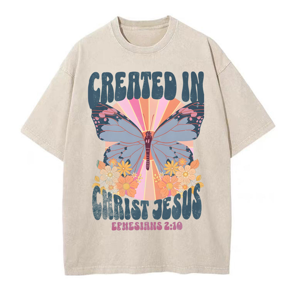 Created In Christ Jesus Christian Washed T Shirt Sale Guidingcross