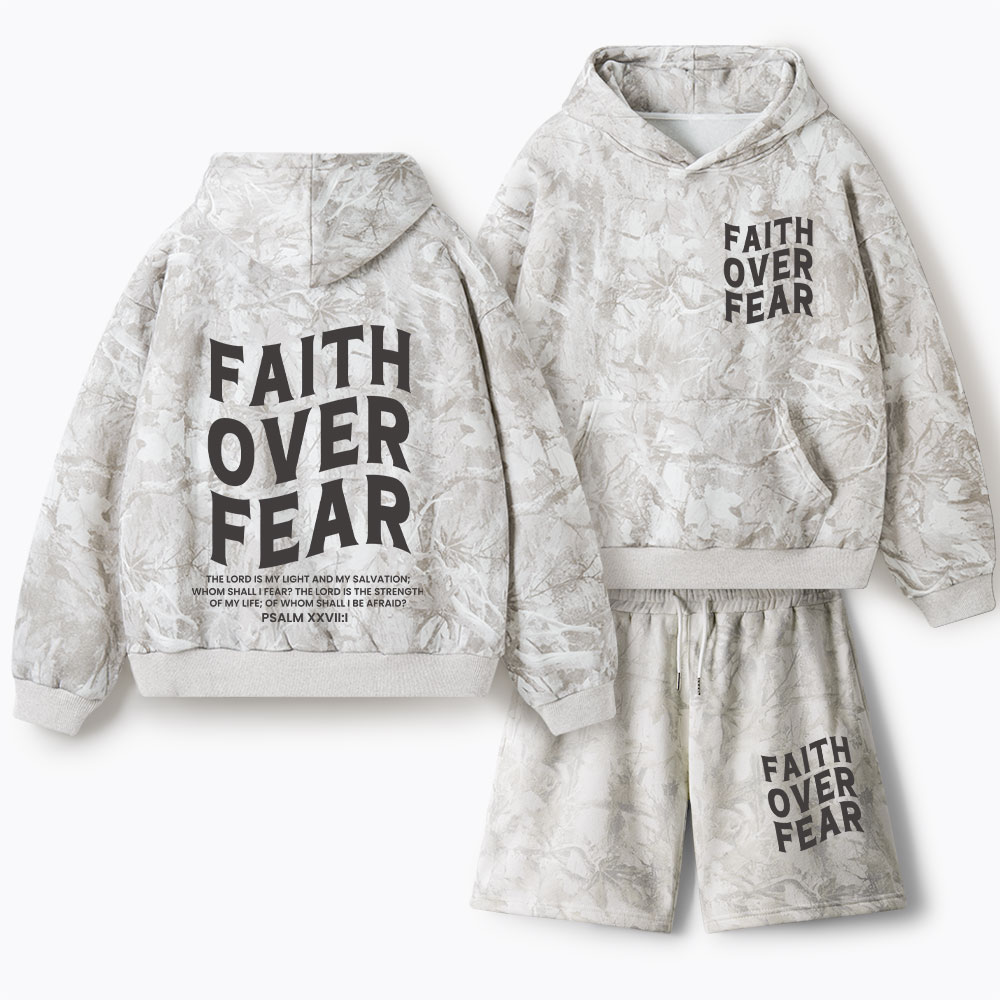 Faith Over Fear Christian Camo Fleece Hoodie Set Sale - GuidingCross