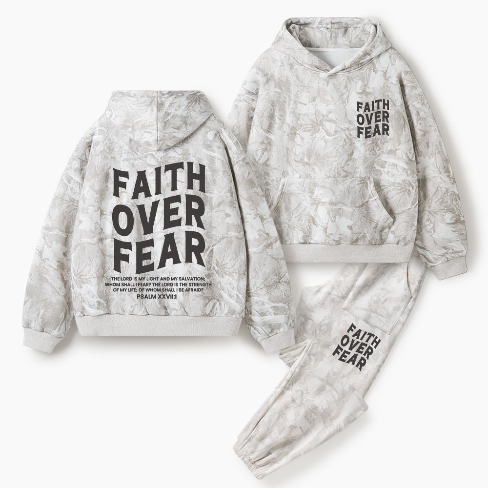 Faith Over Fear Christian Camo Fleece Hoodie Set Sale - GuidingCross