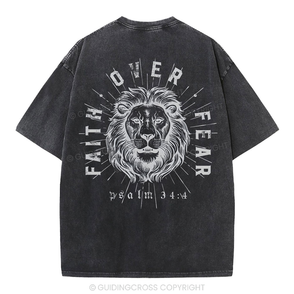 Faith Over Fear Christian Washed T Shirt Sale Guidingcross
