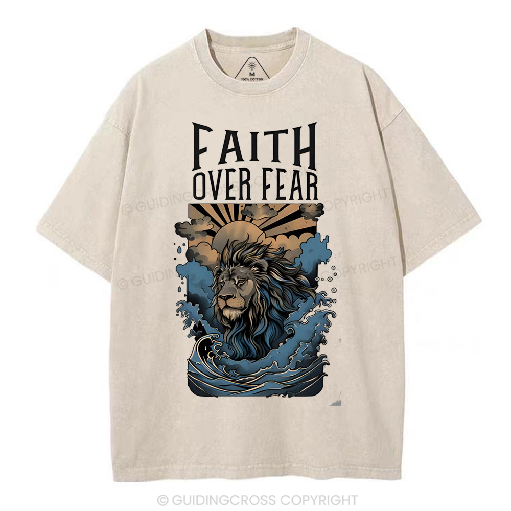 Faith Over Fear Christian Washed T Shirt Sale Guidingcross