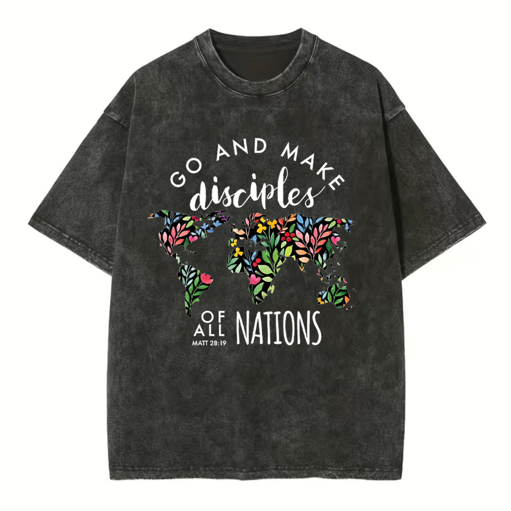 Go And Make Disciples Christian Washed T Shirt Sale Guidingcross