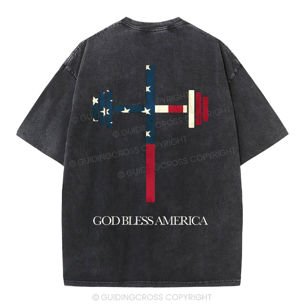 God Bless America Christian Washed T Shirt Sale Guidingcross
