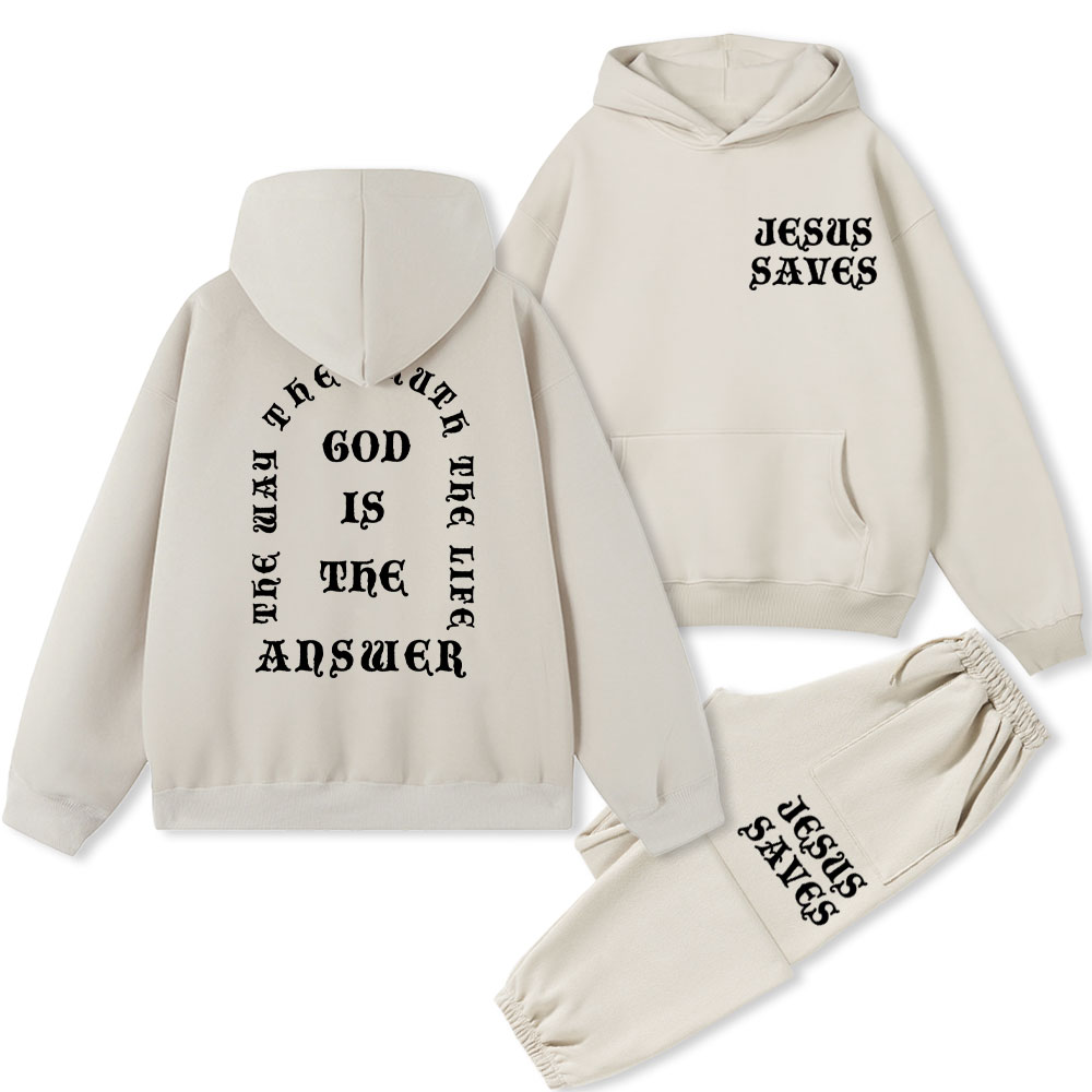 God Is The Answer Christian Fleece Hoodie Set Sale Guidingcross