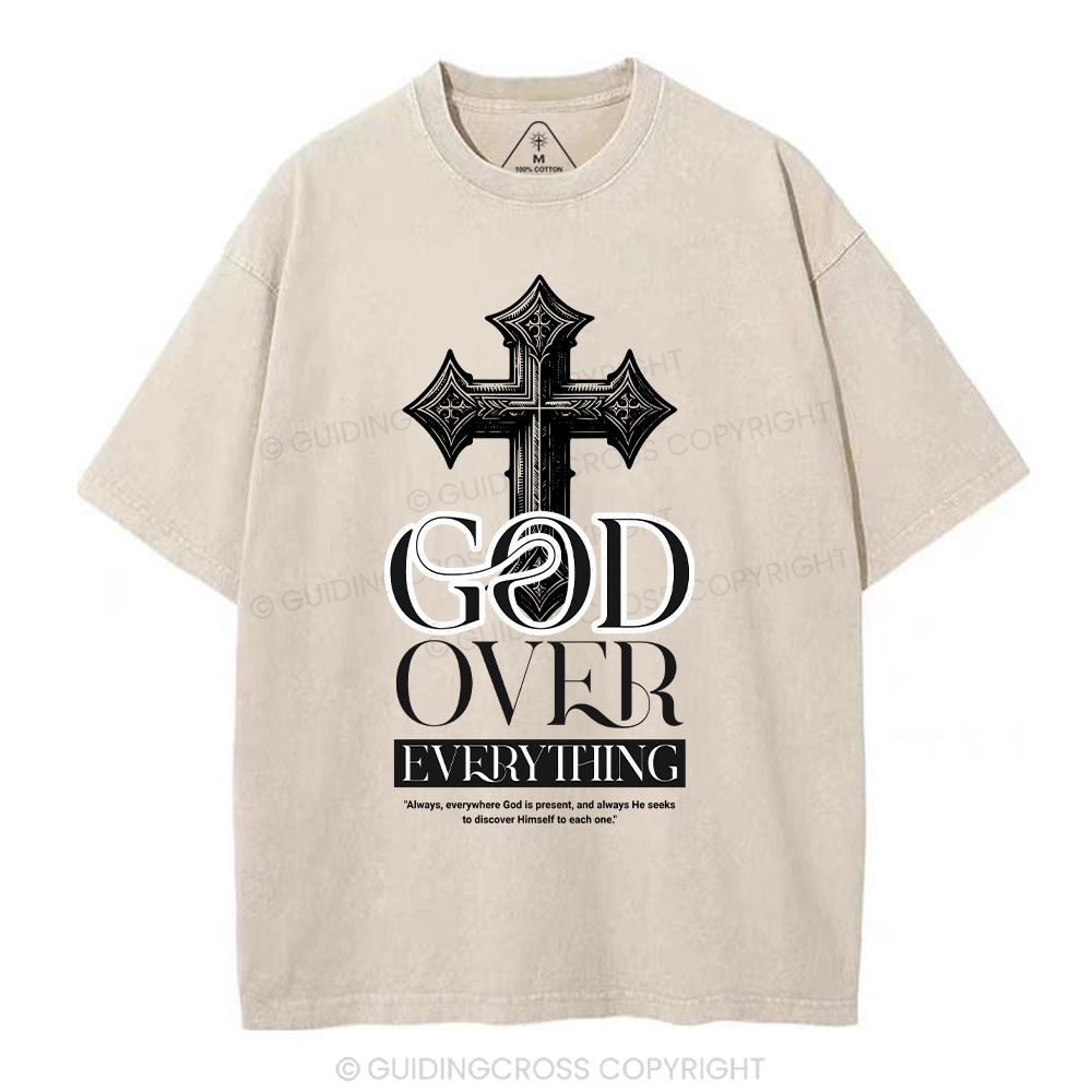 God Over Everything Christian Washed T-Shirt Sale - GuidingCross