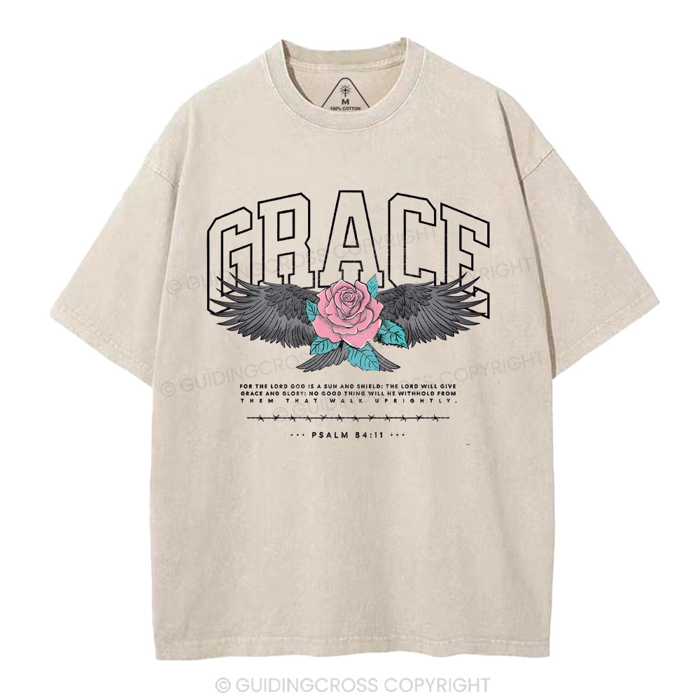 Grace With Flower Christian Washed T Shirt Sale Guidingcross