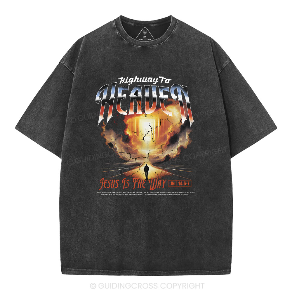 Highway To Heaven Christian Washed T Shirt Sale Guidingcross
