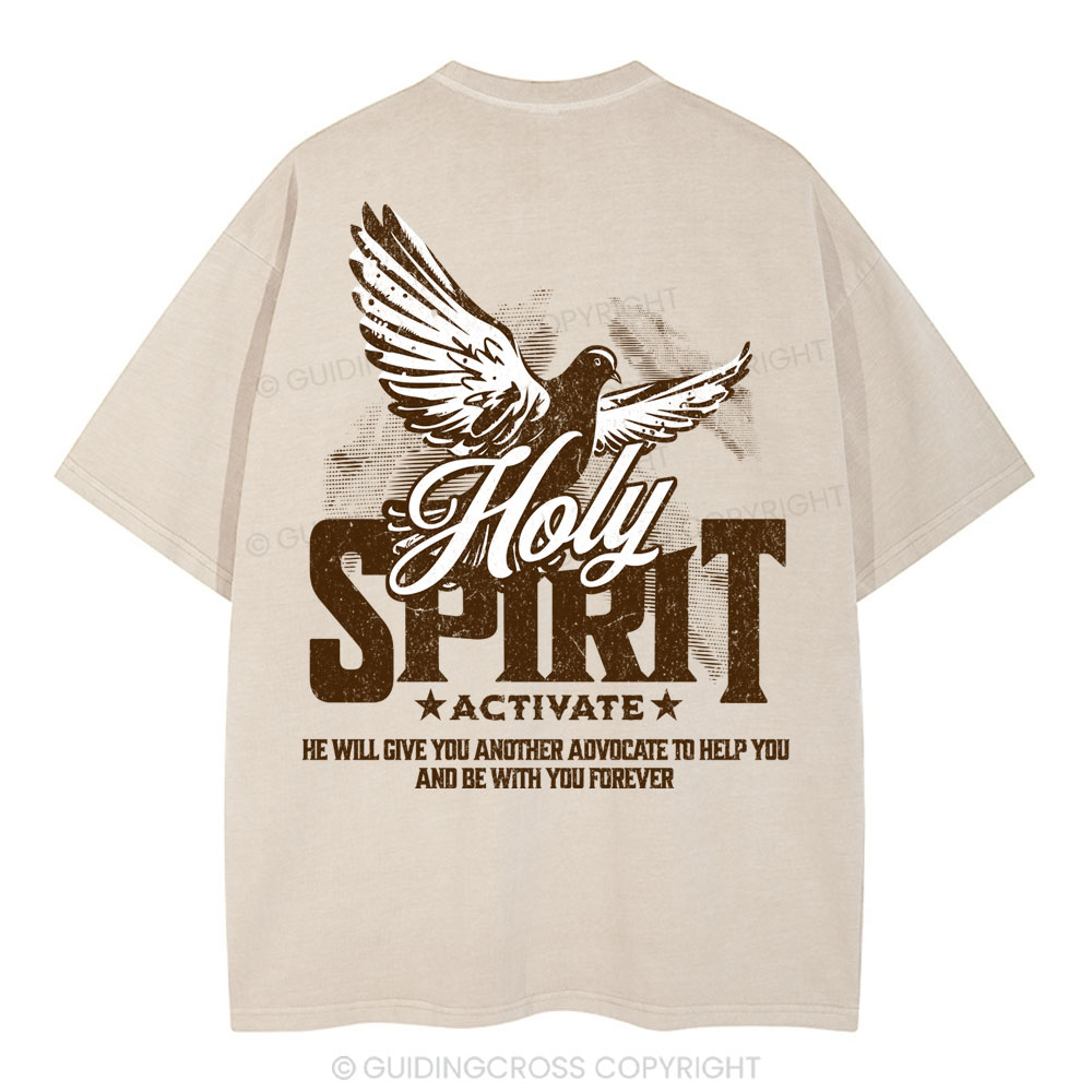 Holy Spirit Activate Christian Washed T Shirt Sale Guidingcross