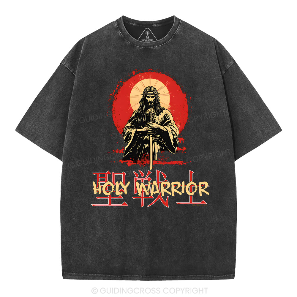 Holy Warrior Christian Washed T Shirt Sale Guidingcross