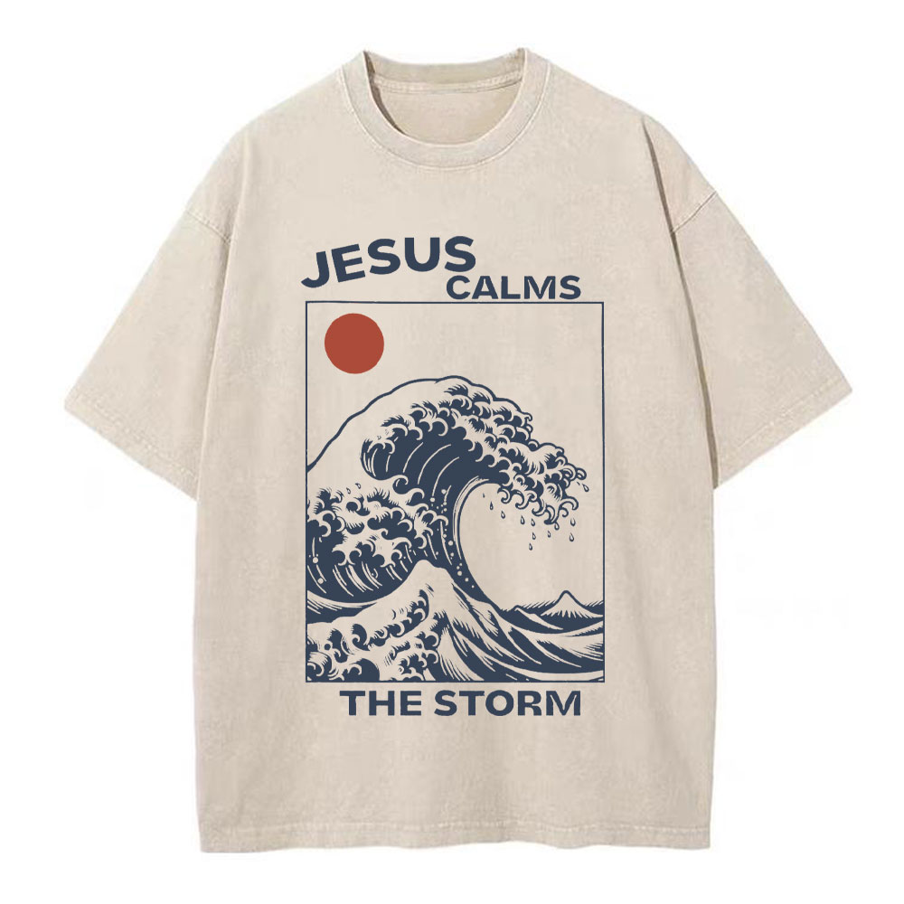 Jesus Calms The Storm Christian Washed T Shirt Sale Guidingcross