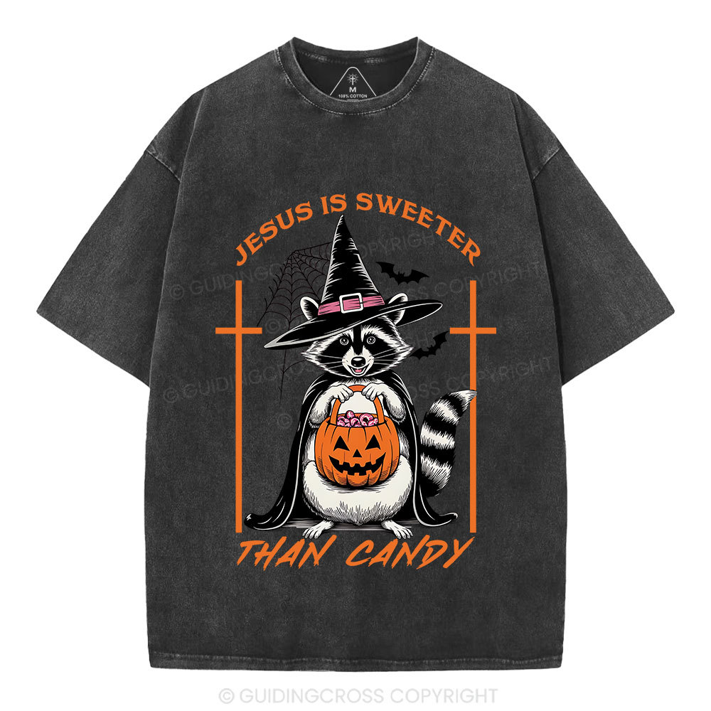 Jesus Is Sweeter Than Candy Christian Washed T-Shirt Sale - GuidingCross