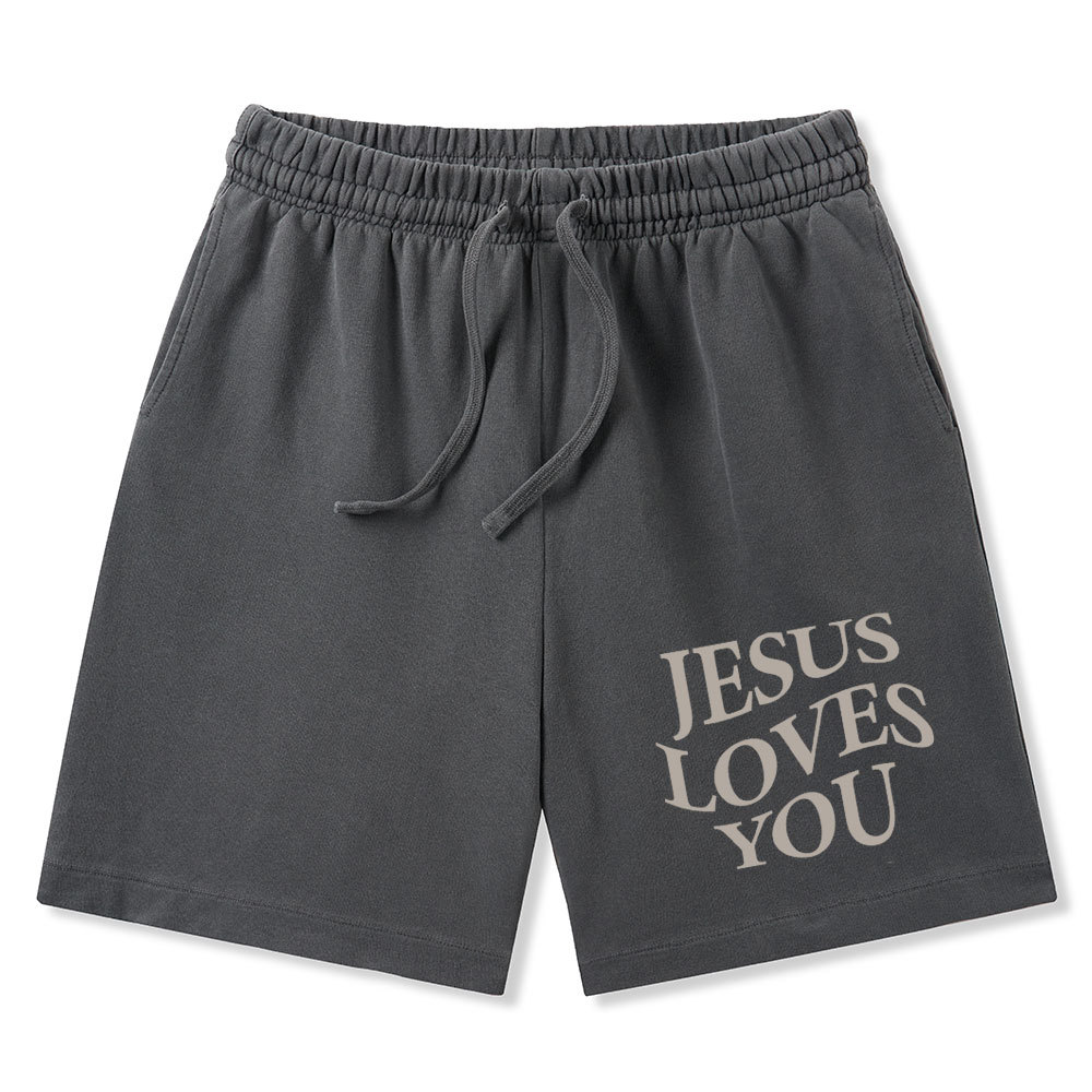 Jesus Love You Christian Washed Shorts Sale - GuidingCross