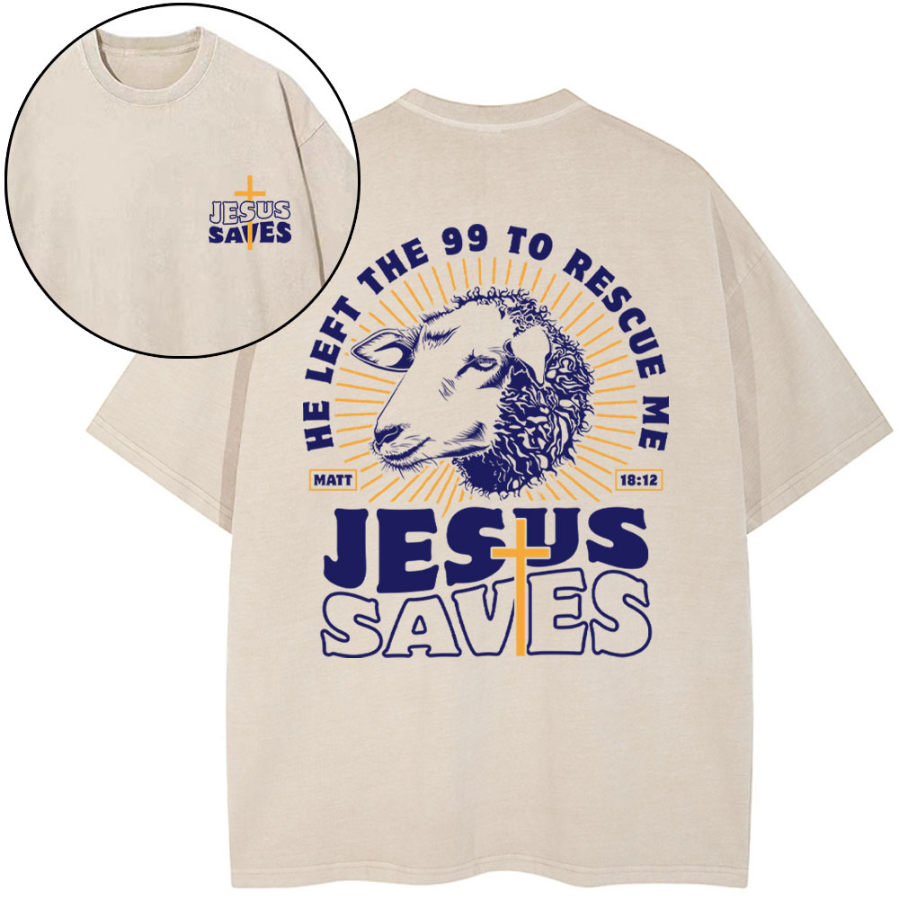 Jesus Saves Christian Lamb Washed T-Shirt Sale - GuidingCross