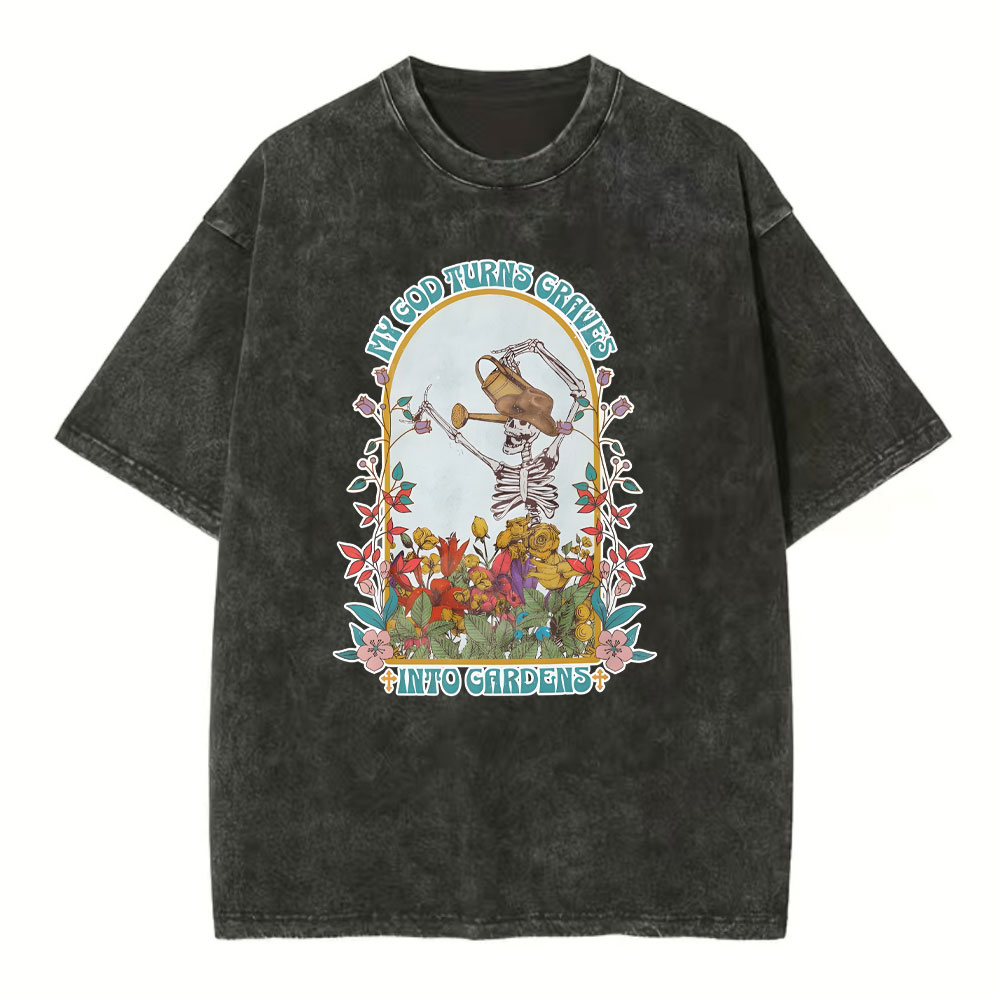 My God Turns Graves Christian Washed T Shirt Sale Guidingcross