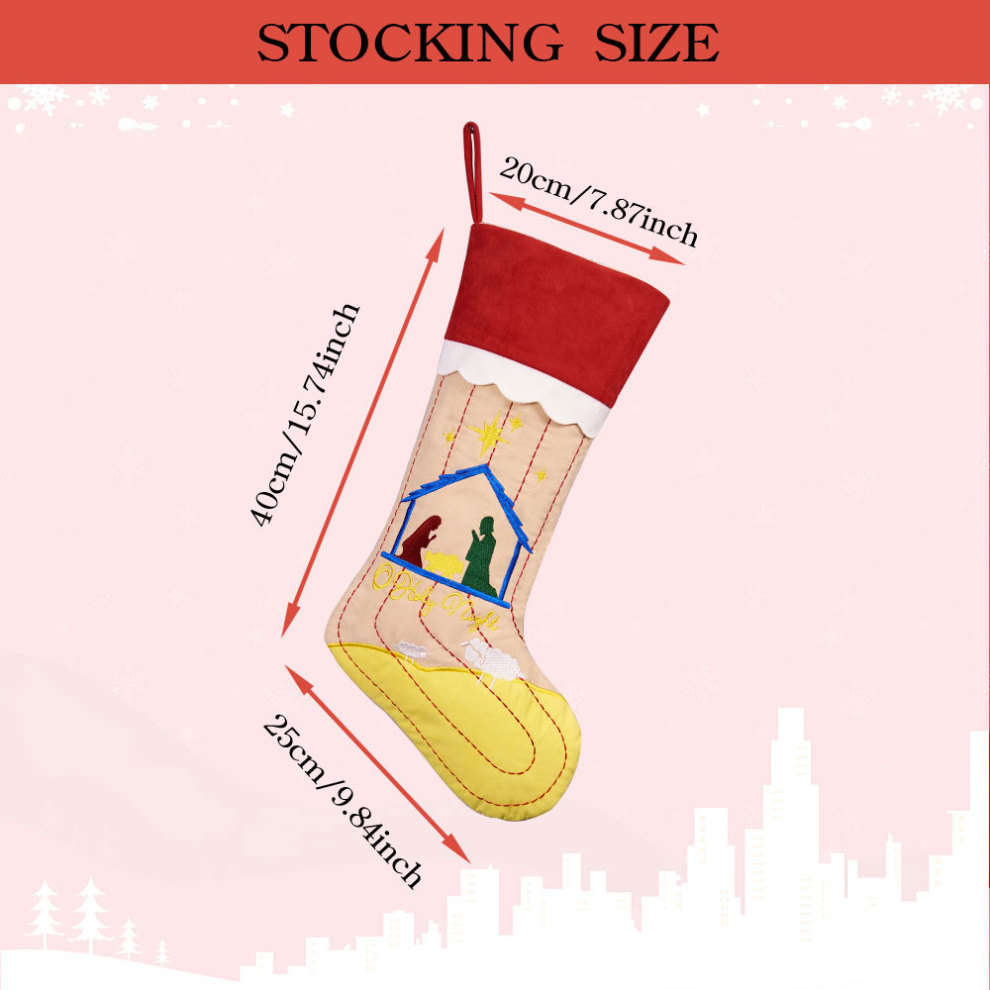 Embroidery Nativity Christian Christmas Stocking Sale - GuidingCross