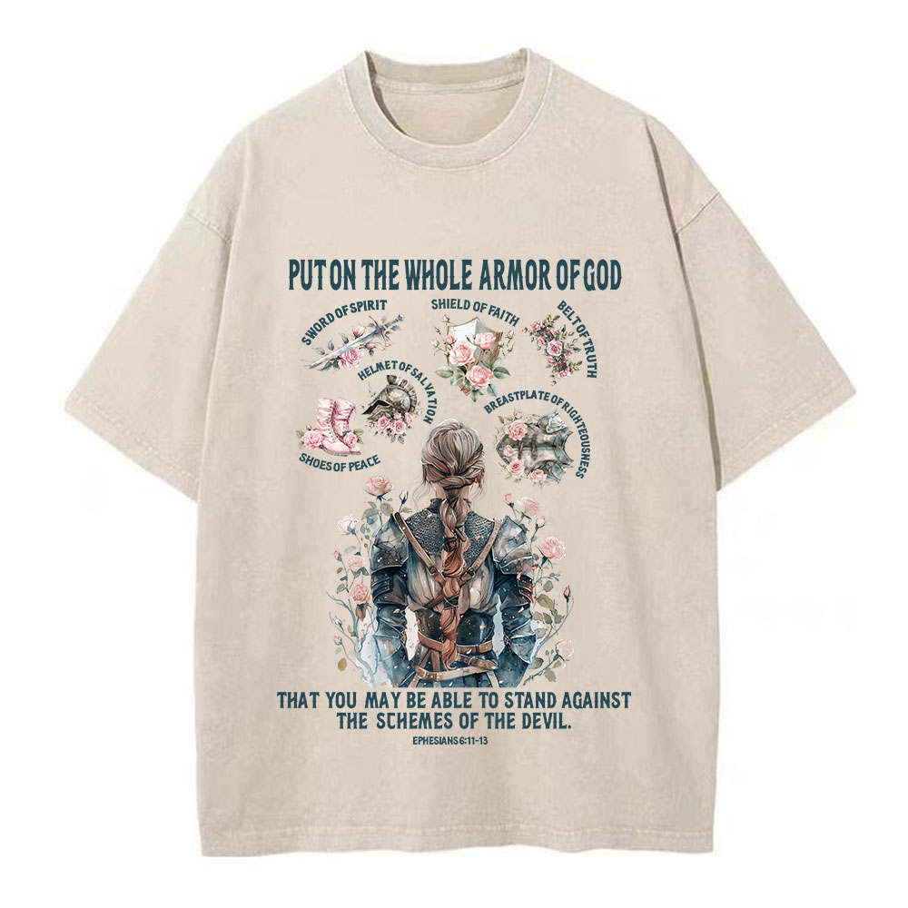 Put On The Whole Armor Of God Christian Washed T Shirt Sale Guidingcross