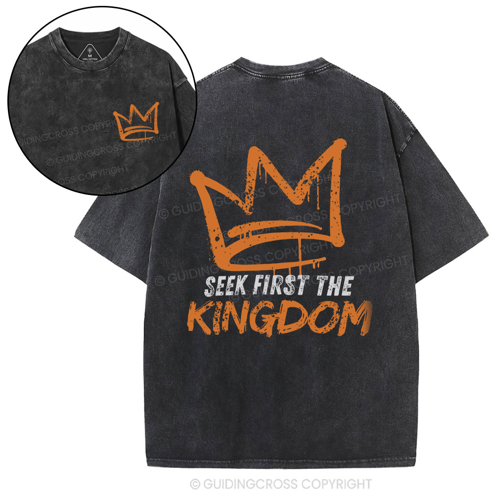 Seek First The Kingdom Christian Washed T Shirt Sale Guidingcross