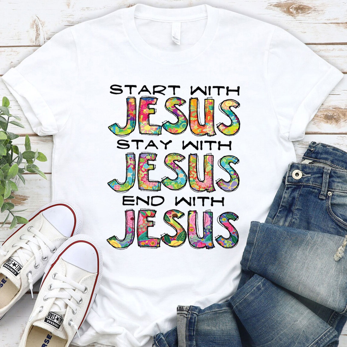Start With Jesus Christian T Shirt Sale Guidingcross