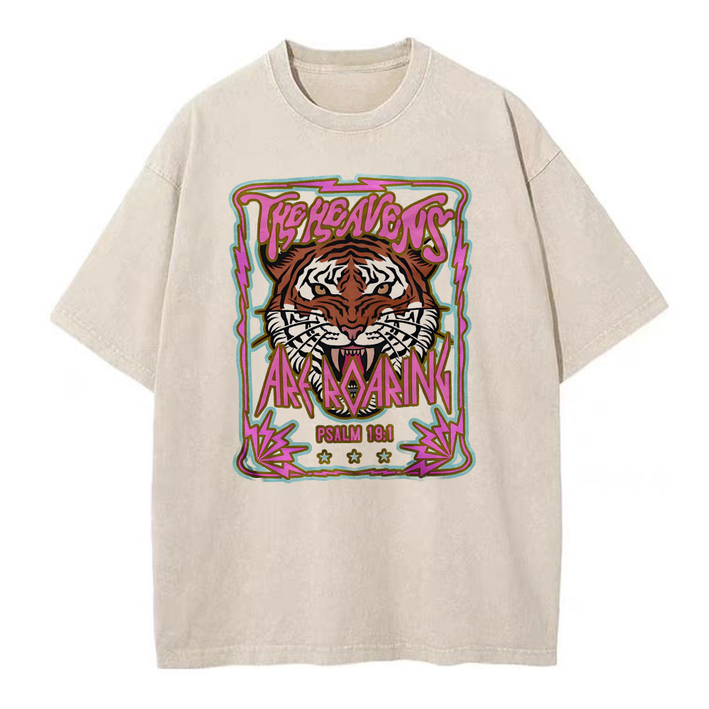 The Heavens Are Roaring Christian Washed T Shirt Sale Guidingcross