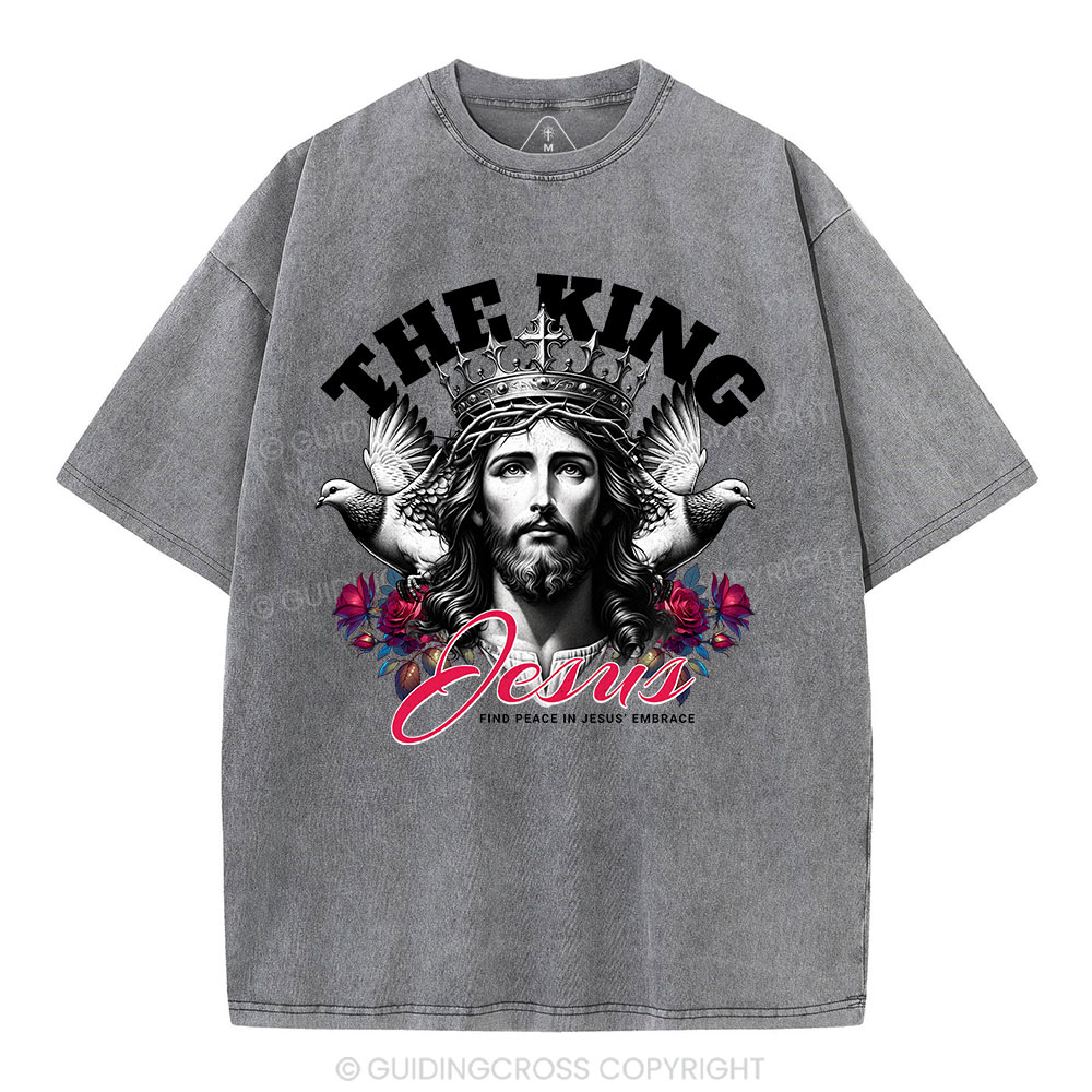 The King Of Jesus Christian Washed T Shirt Sale Guidingcross