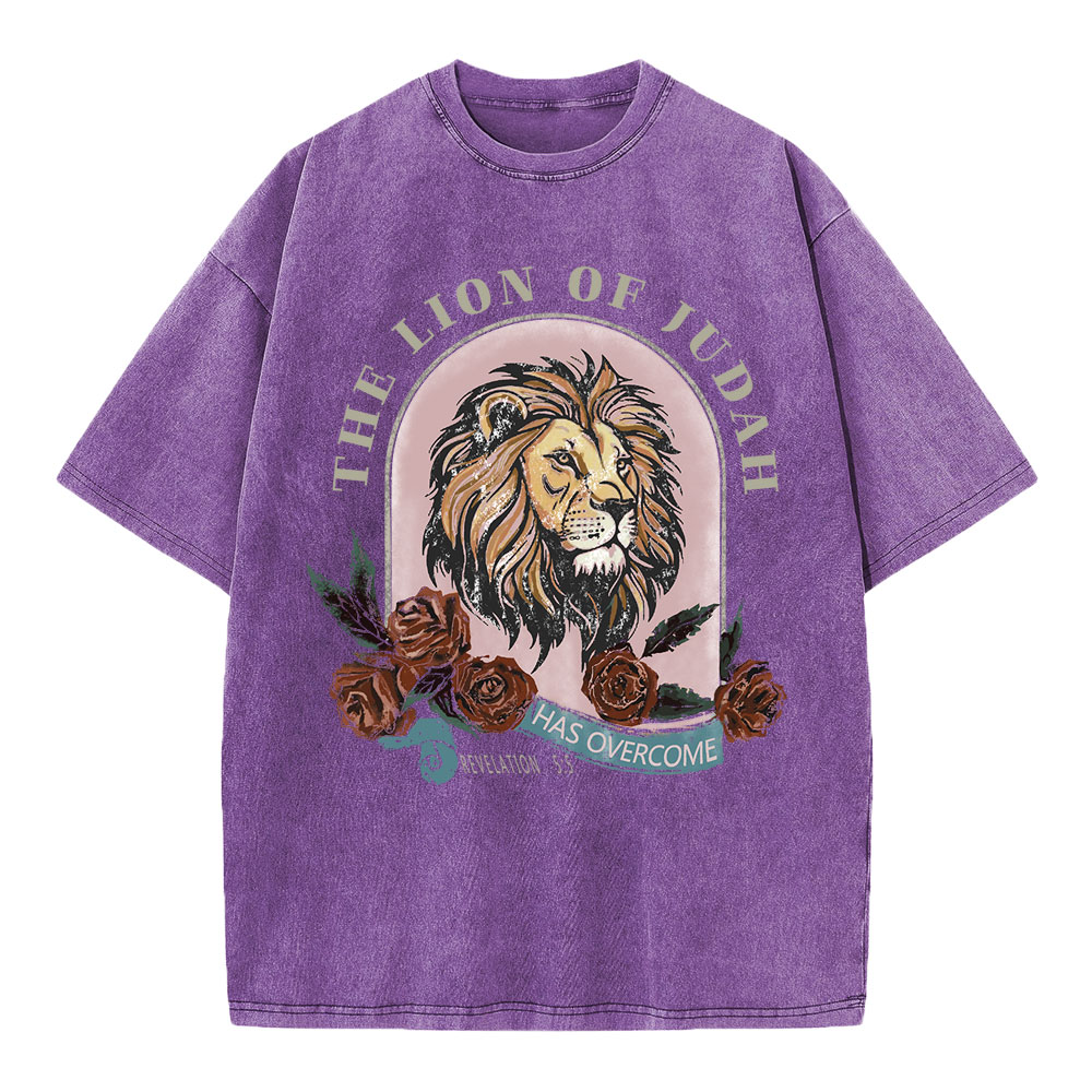 The Lion Of Judah Has Overcome Christian Washed T Shirt Sale Guidingcross