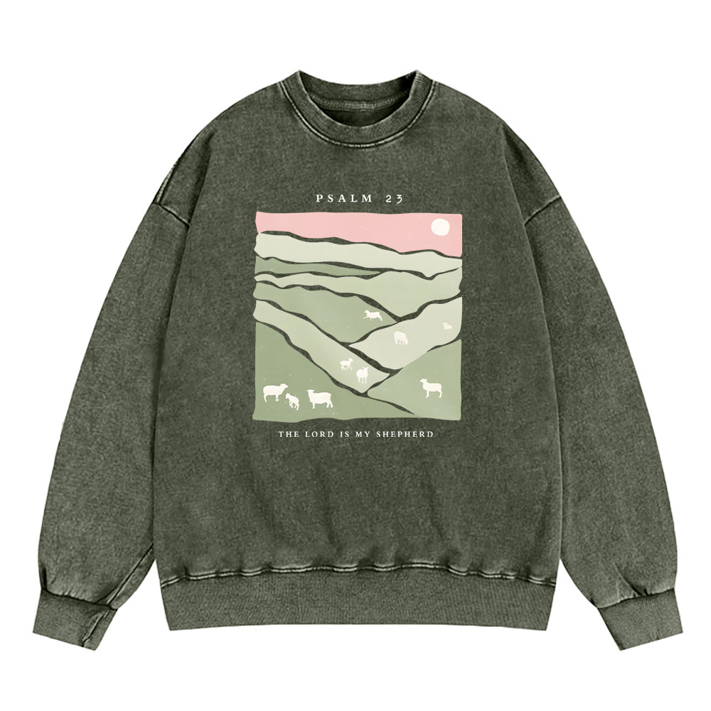 The Lord Is My Shepherd Christian Washed Sweatshirt Sale Guidingcross