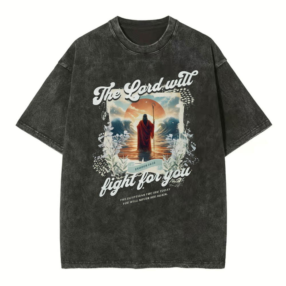 The Lord Will Fight For You Christian Washed T Shirt Sale Guidingcross