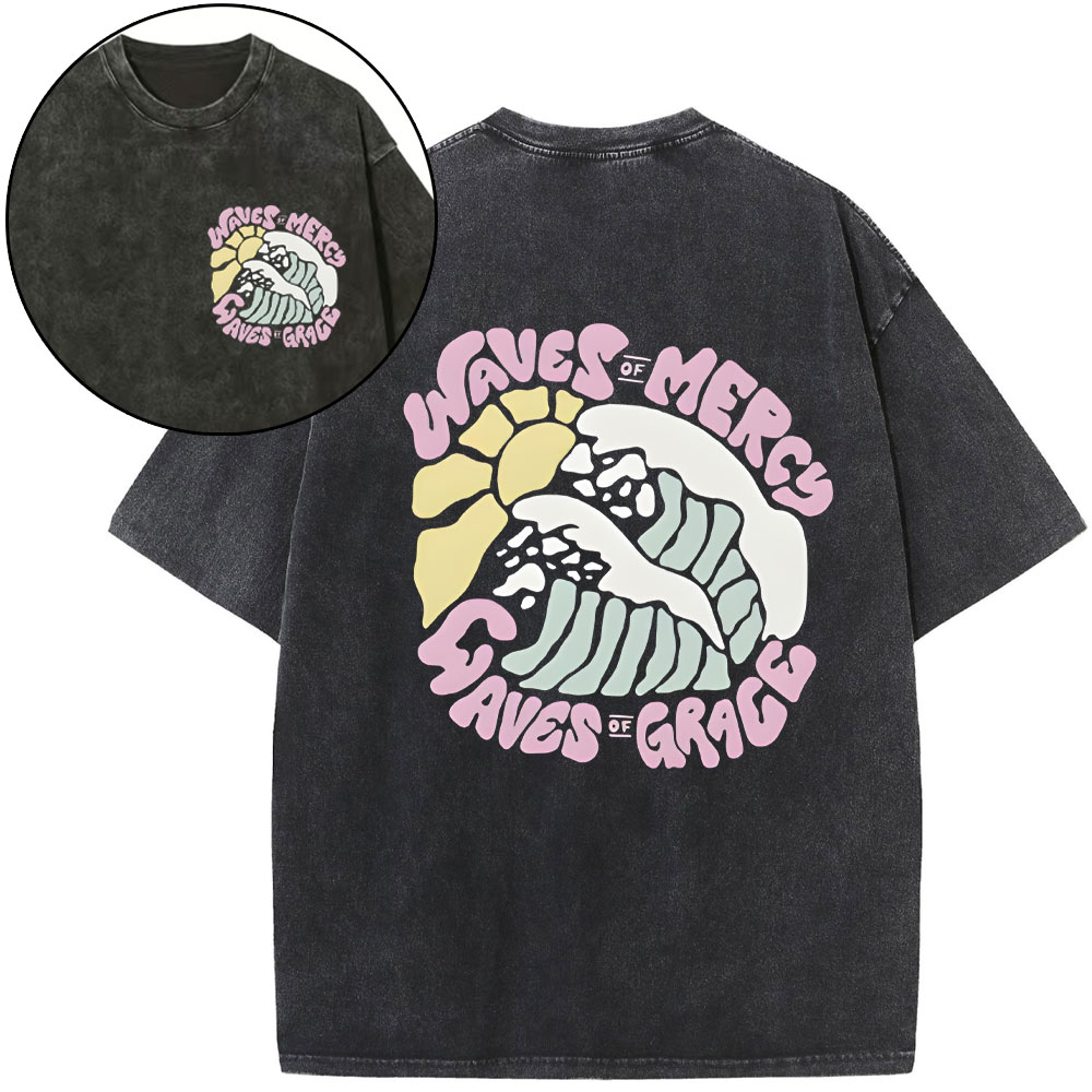 Waves Of Mercy And Grace Christian Washed T Shirt Sale Guidingcross