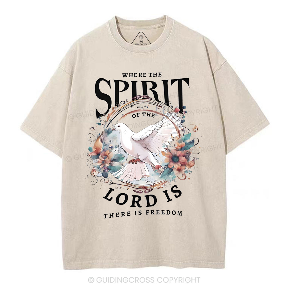 Where The Spirit Of The Lord Is Christian Washed T Shirt Sale