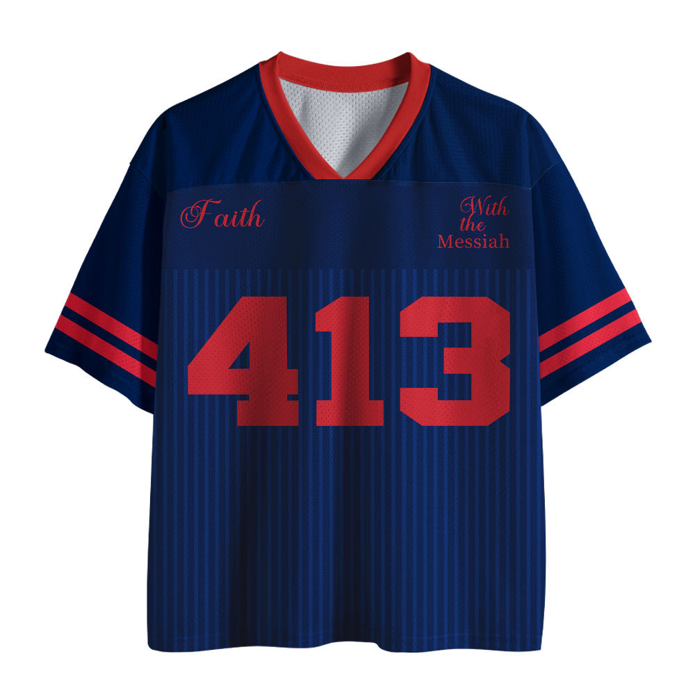 With The Missiah Christian Navy Mesh Jersey Sale - GuidingCross