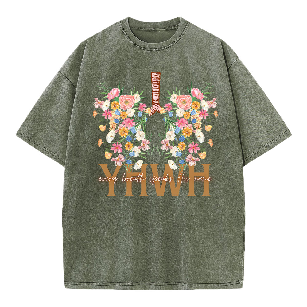 Yhwh Floral Christian Washed T Shirt Sale Guidingcross